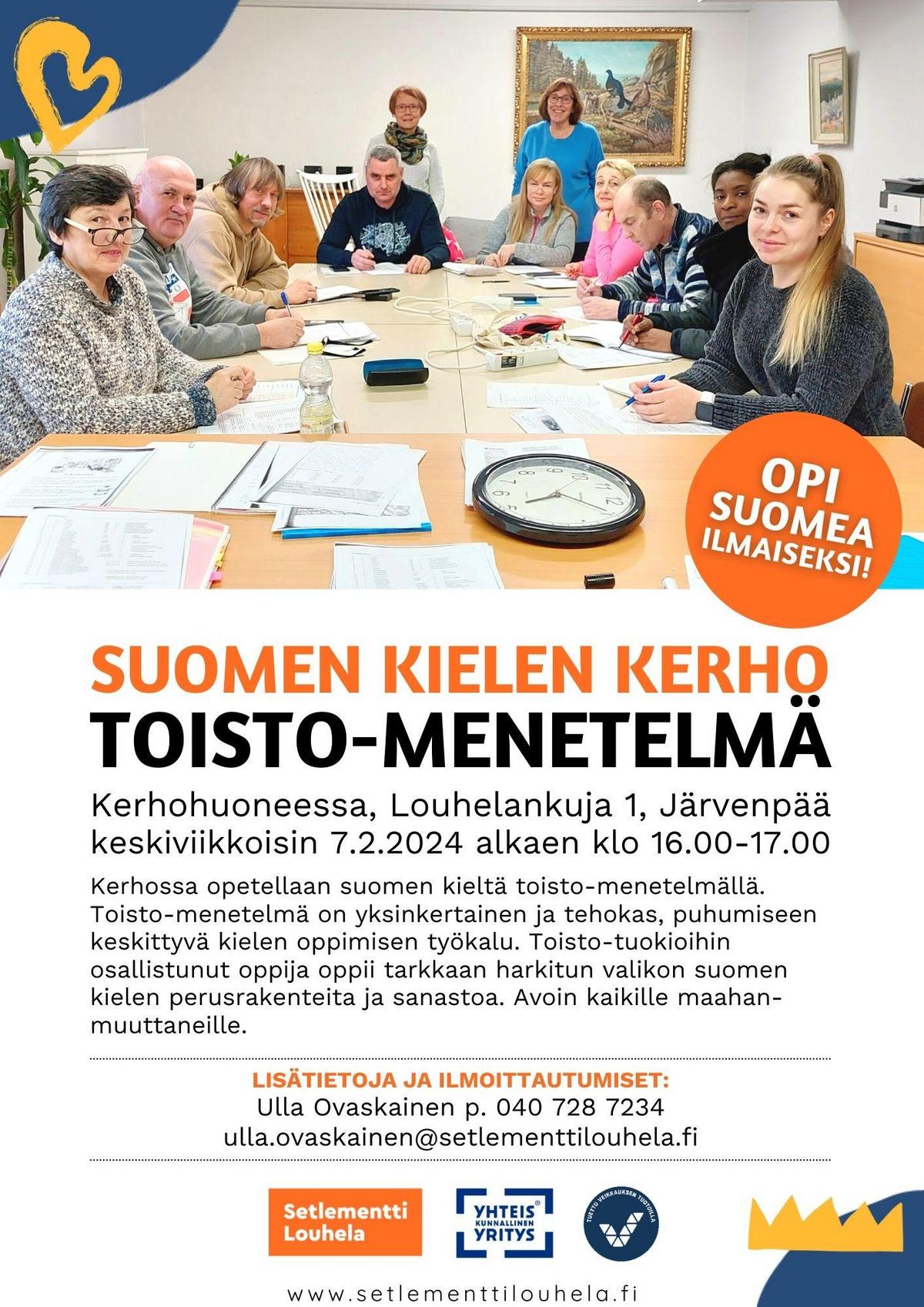 Suomen kielen kerho Toisto-menetelmällä - Setlementti Louhela ry